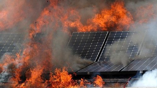 Moment solar panels explode at £600,000 new-build home that goes up in ...